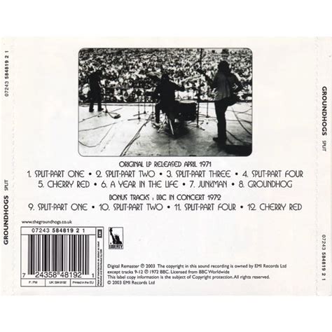 The Groundhogs Split Cd Uk Reissue Hhv