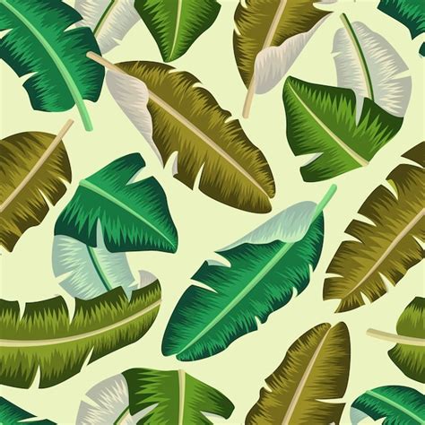Premium Vector Floral Seamless Pattern With Banana Leaves Tropical