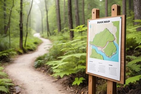 Premium Photo Nature Photography Hike Trail Map Signage Mockup With Blank White Empty Space