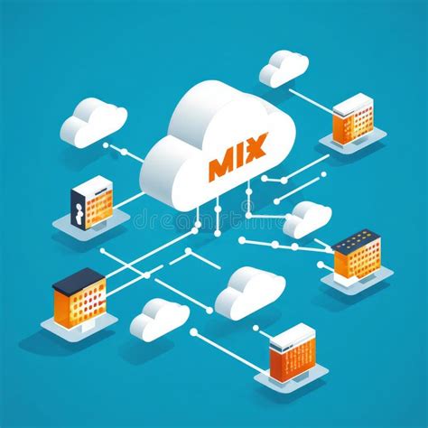 Vector Isometric Cloud Computing Concept Stock Illustration