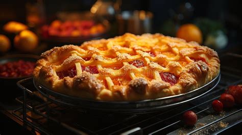 A Pie On A Cooling Rack Generative Ai Stock Illustration