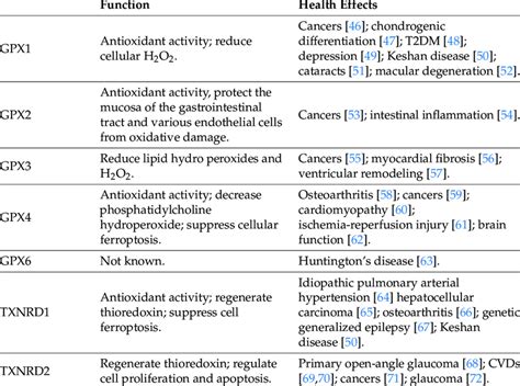 The Functions Of 25 Selenoproteins And Their Health Effects Download Scientific Diagram