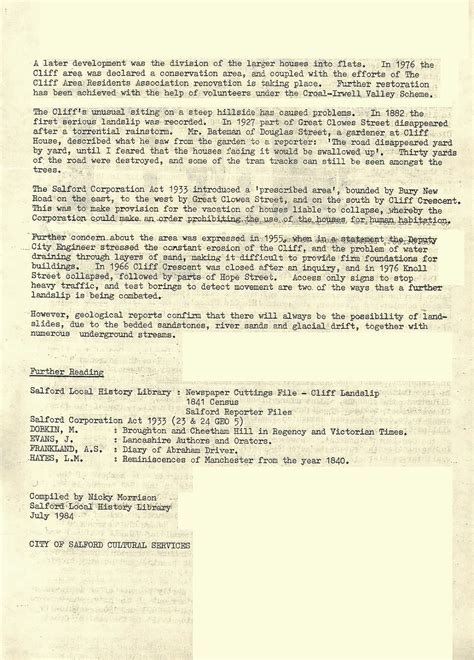 Salford History The Cliff Broughton