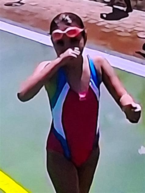 Girl One Piece Swimsuit Pee Blue Pink White By Tutinhog2025 On Deviantart