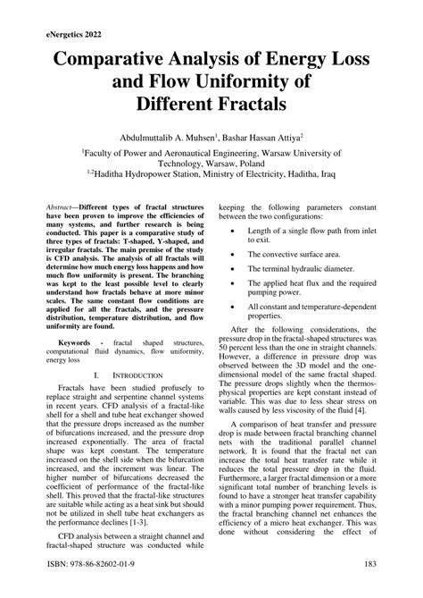 PDF Comparative Analysis Of Energy Loss And Flow Uniformity Of