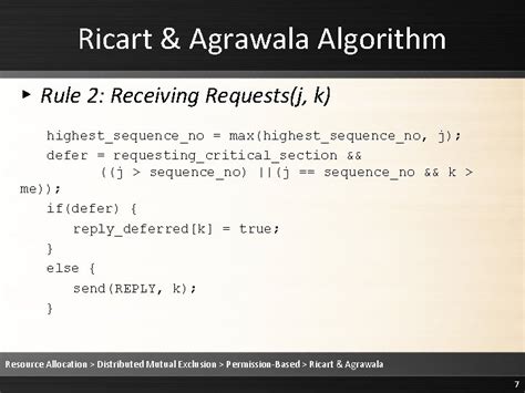 Resource Allocation Distributed Mutual Exclusion Permissionbased Ricart