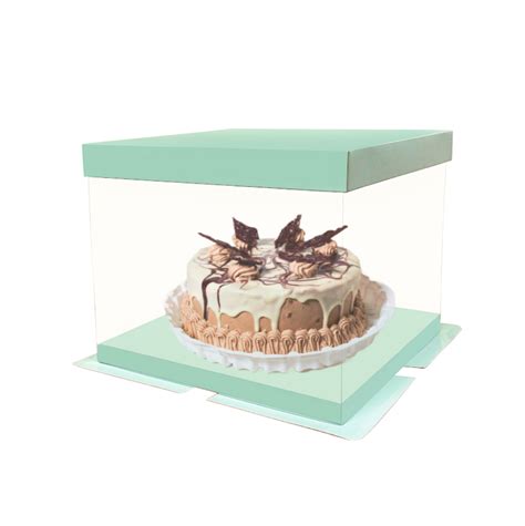 Pudełko na tort z podkładem wysokie błękitne eleganckie 30x30x25 cm Sklep Polmarkus