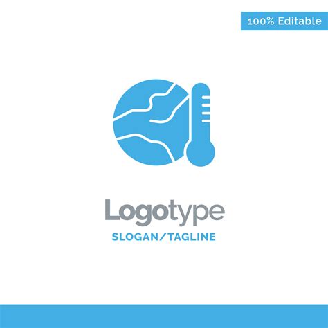 Earth Environment Global Hot Temperature Blue Solid Logo Template Place