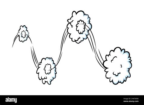 Comic speed effect with clouds. Comic clouds with motion trail lines. Vector illustration ...