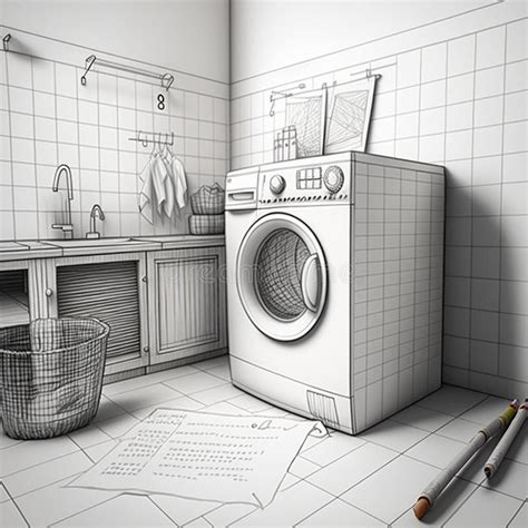 Detailed Drawings Of Plans For A Laundry Room Build Or Renovation Generative Ai Stock