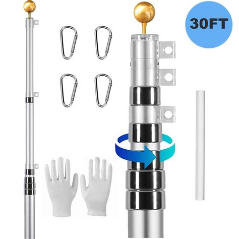 Spca 30 Ft Telescoping Flag Pole Kit With 3x5 American Flag Heavy