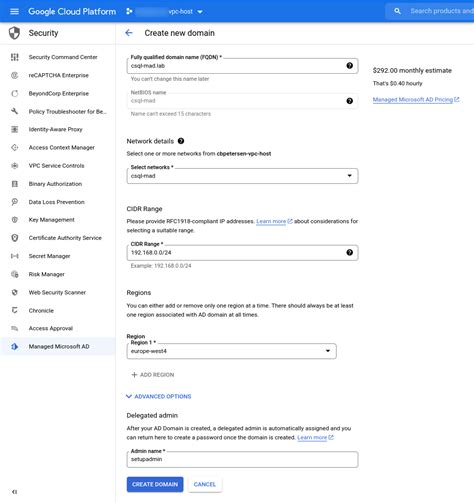 Enabling Cross Project Microsoft Managed Active Directory Integration