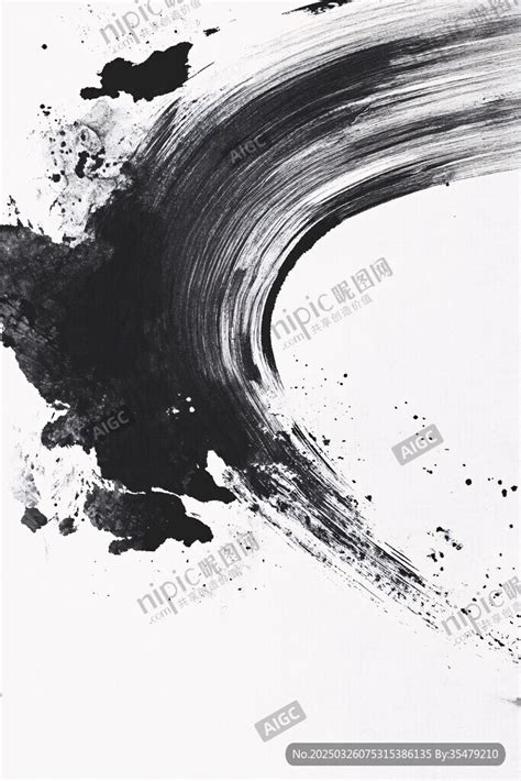 Ai创作图水墨 墨痕 笔触 飞溅 线条 黑白 艺术 墨迹 抽象 动感 墨渍 笔锋 水墨风 墨韵 水墨元素 昵图网