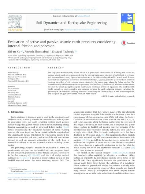 pdf evaluation of active and passive seismic earth pressures