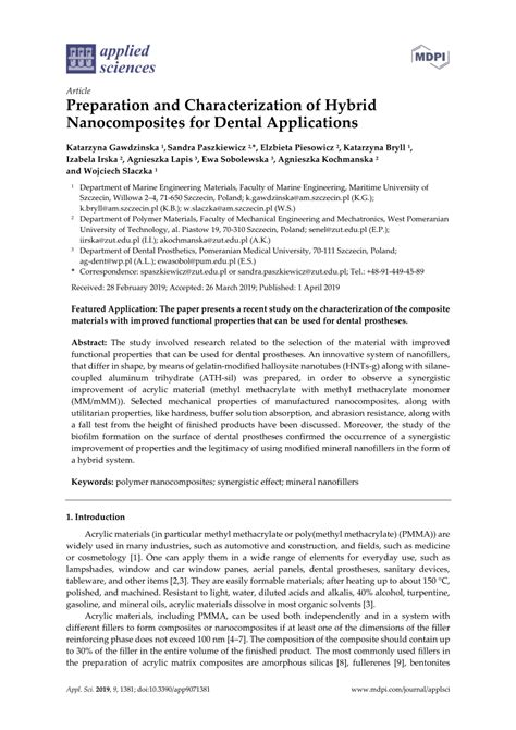 Pdf Preparation And Characterization Of Hybrid Nanocomposites For