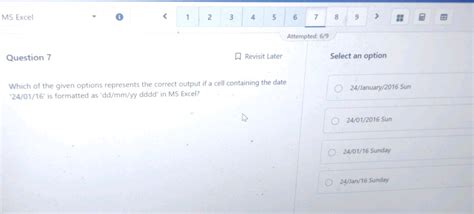 MS Excel 1 2 3 4 5 6 7 8 9 Attempted 6 9 StudyX