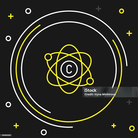 Ikon Line Atom Terisolasi Pada Latar Belakang Hitam Simbol Sains