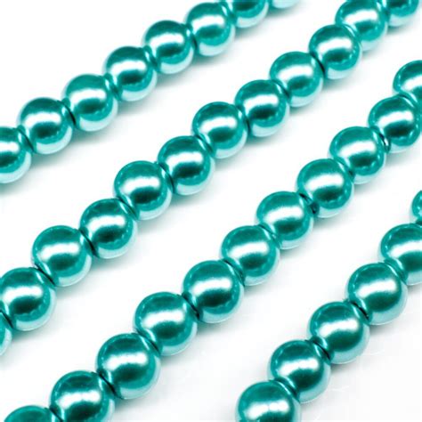 Glass Pearl Round Beads 6mm Dark Turquoise Craft Hobby And Jewellery