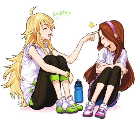 Safebooru Blonde Hair Bottle Bracelet Brown Hair Hairband Hoshii Miki