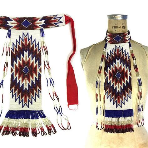 70s Apache Necklace Vintage Native American Loom Beadwork Sunrise