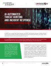 LinkShadow Cortex XSOAR Datasheet Final Pdf AI Automated Threat