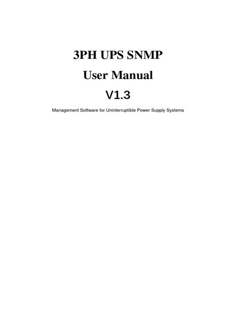 3ph Ups Snmp User Manual V13 Pdf File Transfer Protocol