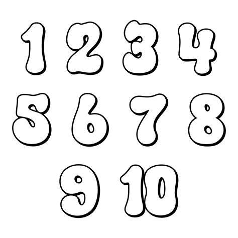 Printable Numbers 1 10 Graffiti Numbers Lettering Alphabet Bubble Letter Fonts
