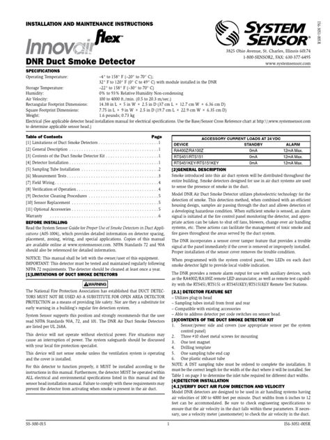 Dnr Duct Detector Installation Details Pdf Duct Flow Electrical