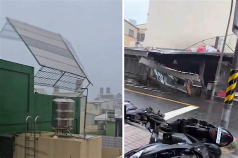 【驚嚇片】山陀兒暴風雨襲高雄 羊肉爐店牆壁遭掀翻、民宅輕鋼架雨棚飛走
