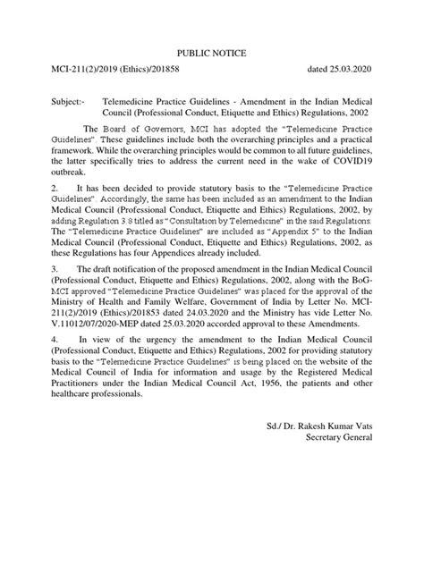 Telemedicine Practice Guidelines Mci Pdf