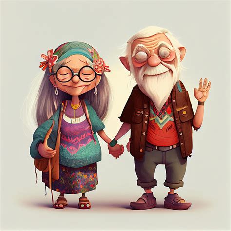 Old Hippie Couple Digital Art By Carolyn May Wright Fine Art America