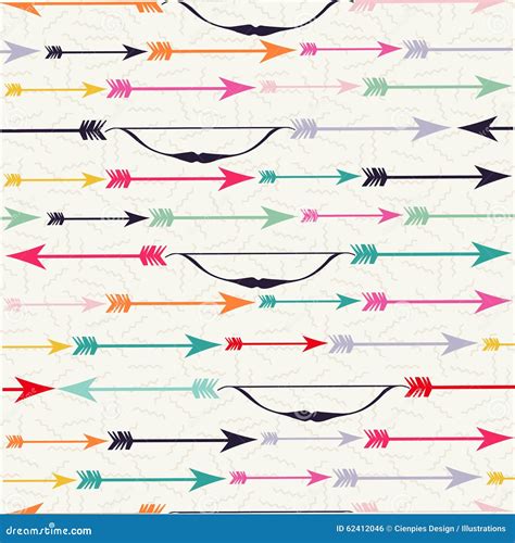 Bow And Arrow Indian Boho Seamless Pattern Hipster Stock Vector