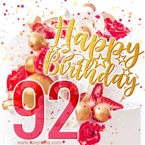 Flowers And Confetti 92nd Happy Birthday Animation Download On
