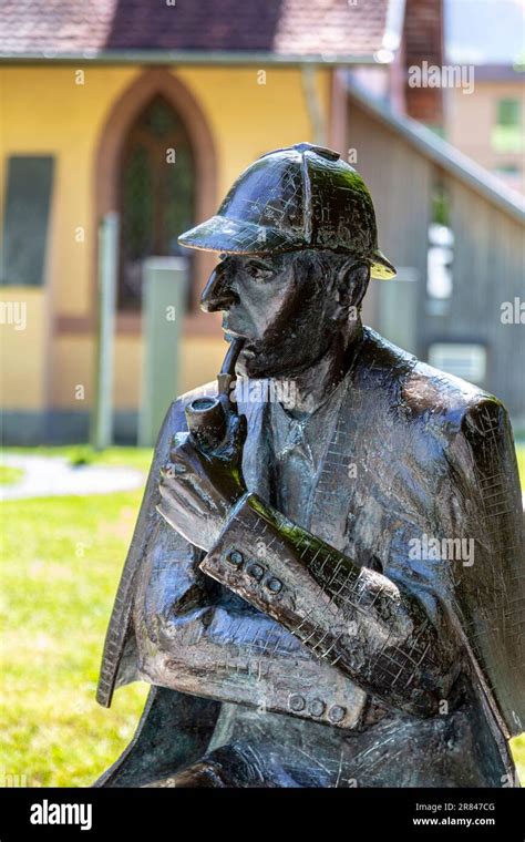 Statue Of Sherlock Holmes Outside The Sherlock Holmes Museum Meiringen