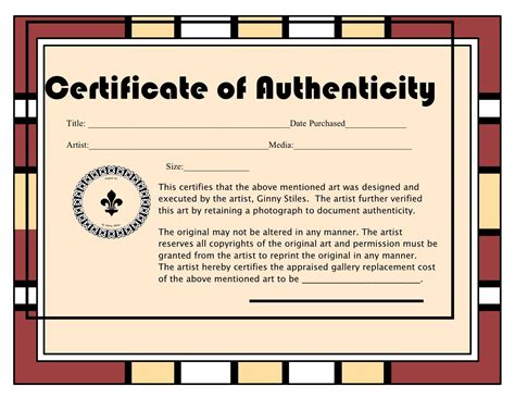 Certificate Of Authenticity
