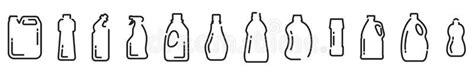 Detergent Bottles Chemical Clean Bottles Bleach Bottle Icon Set Stock