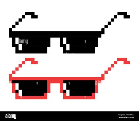 Vector Pixel Boss Glasses Icon Set In 8 Bit Retro Style Summer Meme