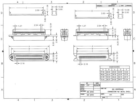36 Pin Male Centronics Connector Flat Ribbon Cable Idc Type