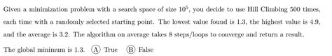 Solved Given A Minimization Problem With A Search Space Of