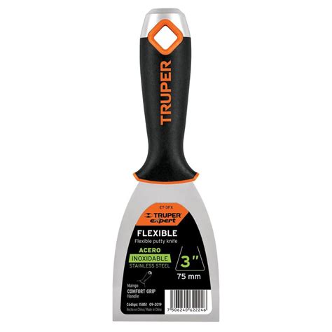 Espátula 3 Pulgadas Acero Inox Mango Comfort Grip Truper Expert