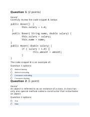 Quiz Java Docx Question Points Saved Carefully Review The