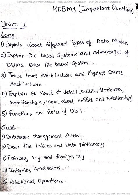 Rdbmsimp Questions Rdbms Important Questions Unit I Long 1 Explain About Different Types