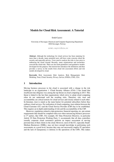 Pdf Models For Cloud Risk Assessment A Tutorial