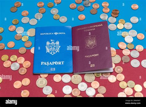 Dual Citizenship Concept The Romanian And Moldovan Passport Coloseup