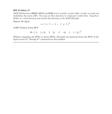 Solved HW Problem MATLAB Functions OSHIFT OFLIP And Chegg