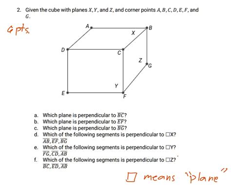 Solved Given The Cube With Planes X Y And Z And Corner Points A B