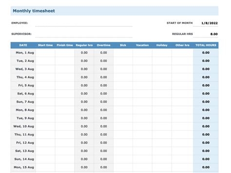 Excel Timesheet Templates