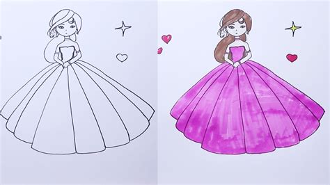 Cómo dibujar una hermosa chica con falda larga fácil dibujar paso a