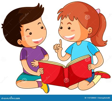 男孩和女孩读书故事书 向量例证 插画 包括有 ·æœ‹å ‹ å°‘è®¸ å¥³æ¼ å­©å­ 110728800