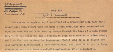 On Cool Air By H P Lovecraft Taskerland